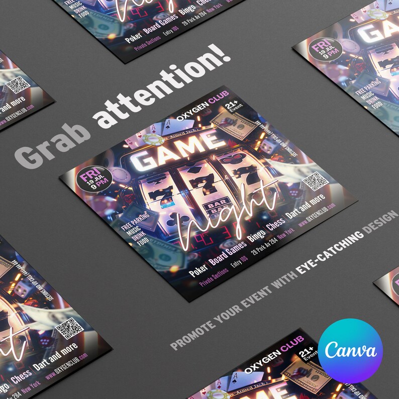 EDITABLE Canva Game Night Flyer, Club Flyer, Night Club, Adult Event ...