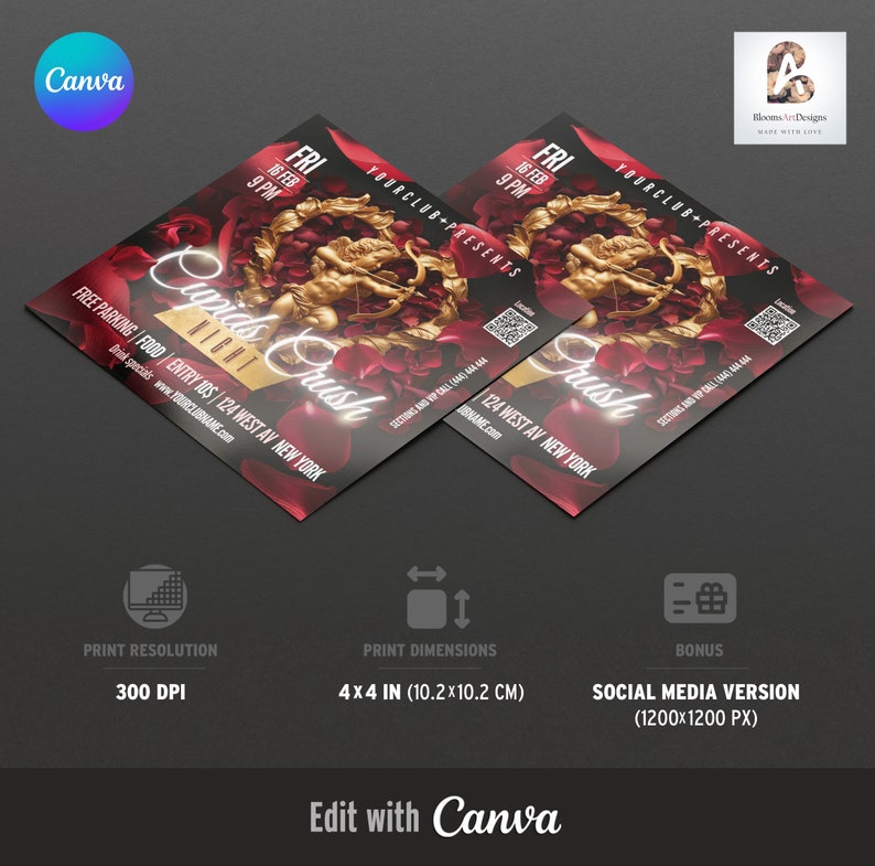 EDITABLE Canva Love Party Flyer, DIY Design Template, Love Event, Love ...