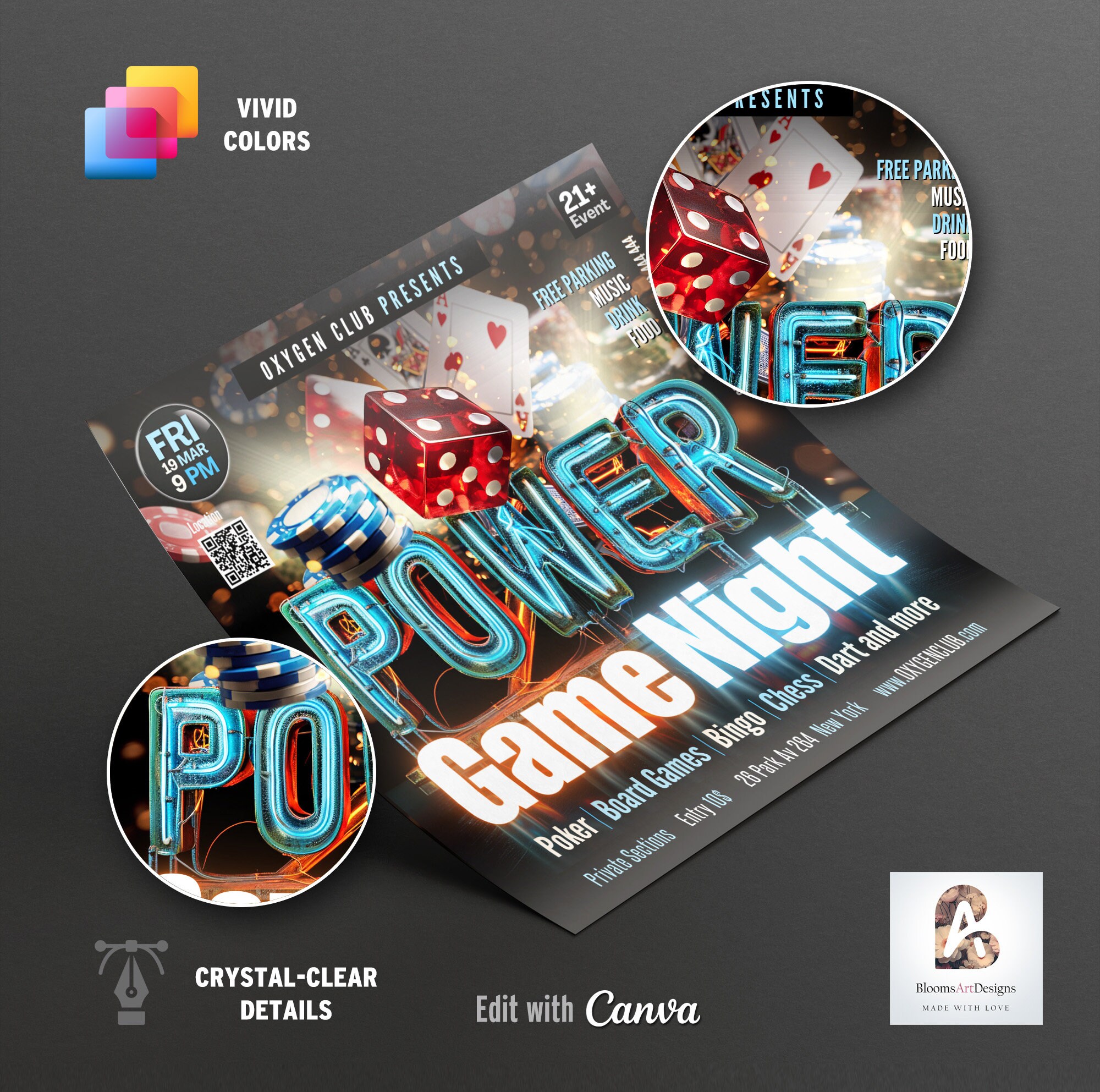 EDITABLE Canva Game Night Flyer, Club Flyer, Night Club, Adult Event ...