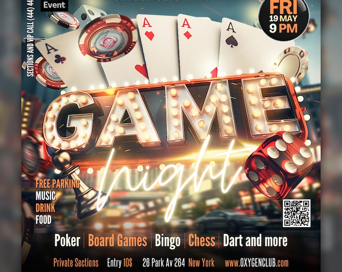 Digital Game Night Invitation, Poker Game Night, Animated Family Game ...