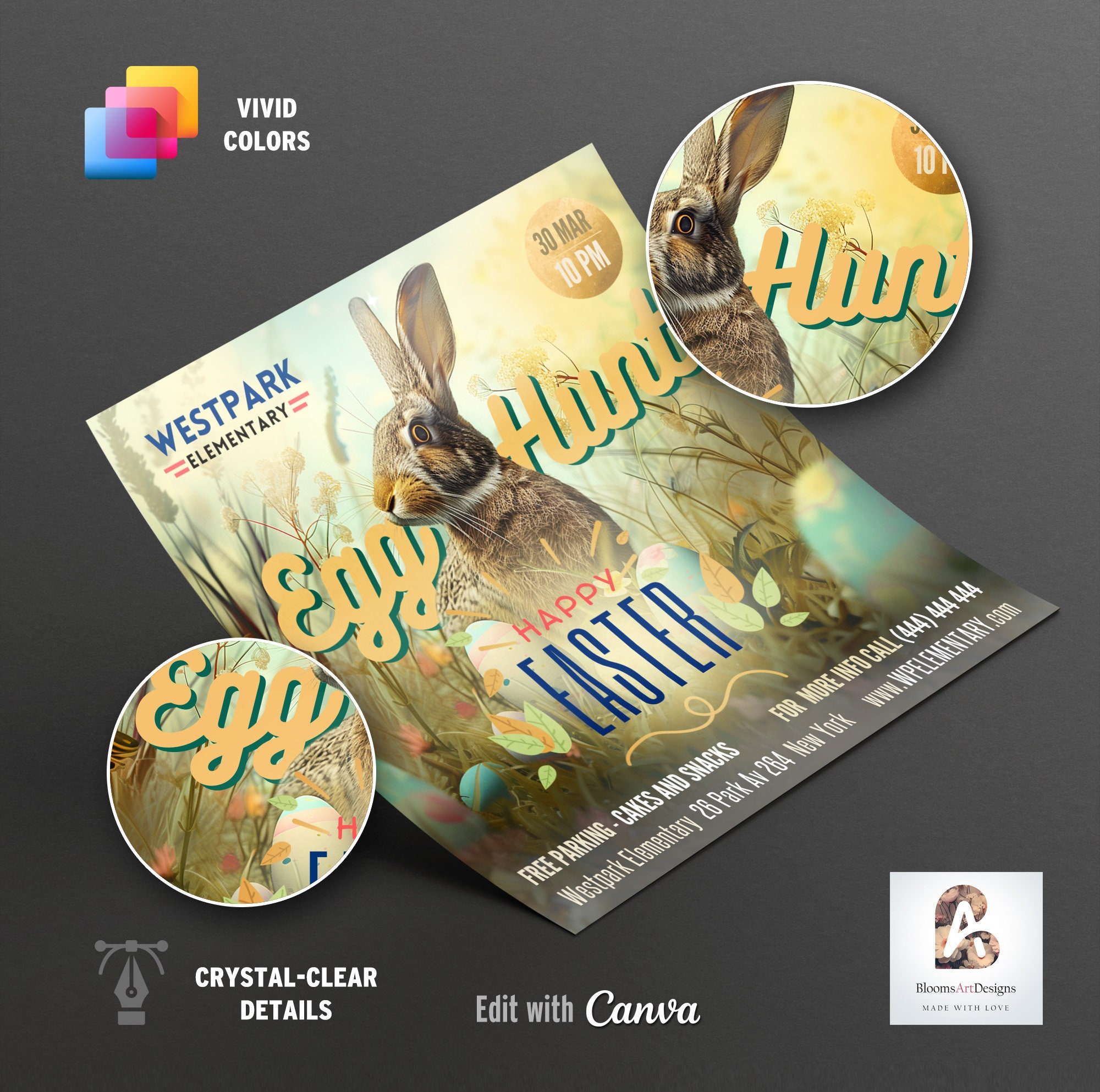 EDITABLE Canva Easter Flyer, DIY Template, Egg Hunt, School Event ...