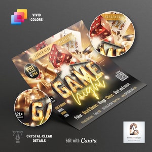 EDITABLE Canva Game Night Flyer, Club Flyer, Night Club, Adult Event ...
