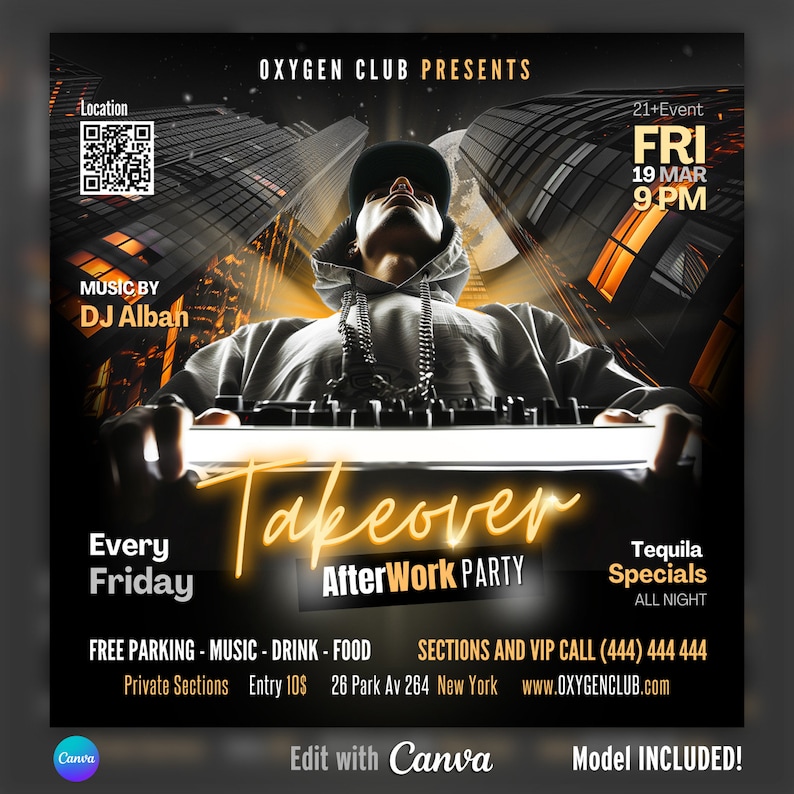 EDITABLE Canva Flyer, Club Flyer, After Work Party, Urban Music, Event ...