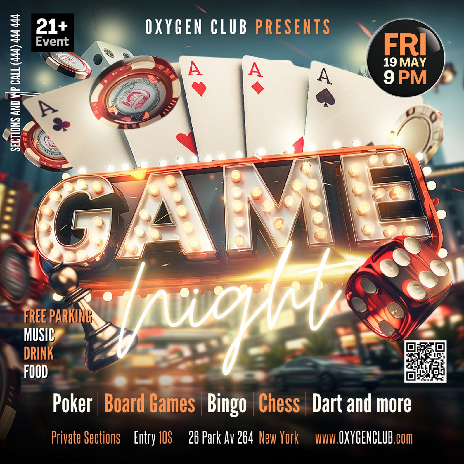 EDITABLE Canva Game Night Flyer, Club Flyer, Night Club, Adult Event ...
