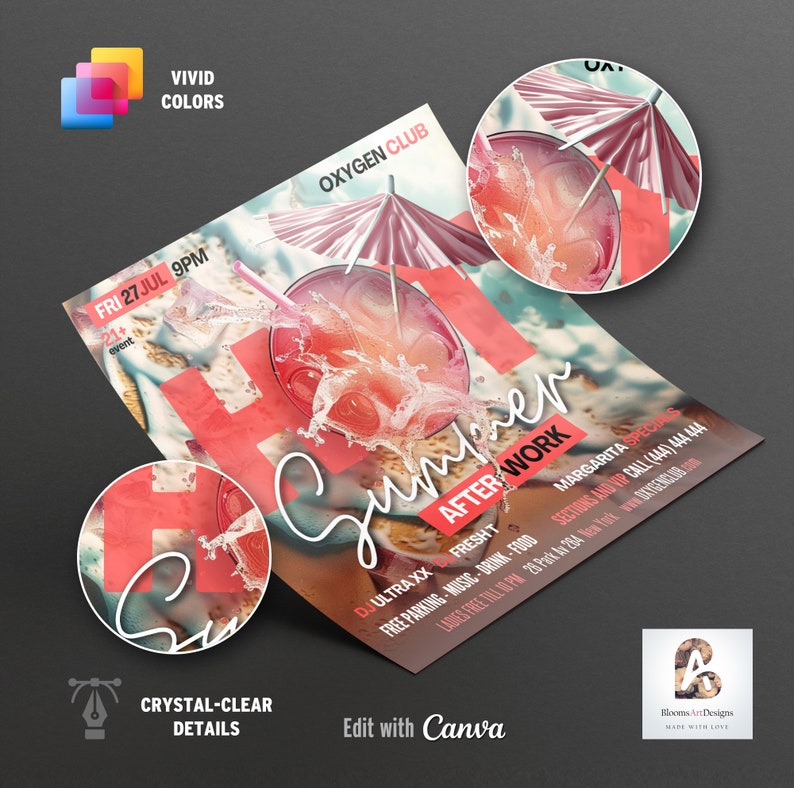 EDITABLE Canva Flyer, Club Flyer, After Work Party, Summer, Margarita ...