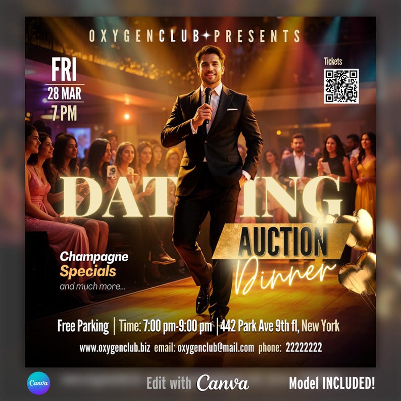 EDITABLE Dating Auction Flyer, DIY Template, Dating Event, Singles ...