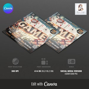 EDITABLE Canva Game Night Flyer, Club Flyer, Night Club, Adult Event ...