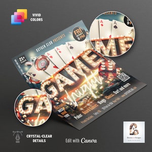 EDITABLE Canva Game Night Flyer, Club Flyer, Night Club, Adult Event ...