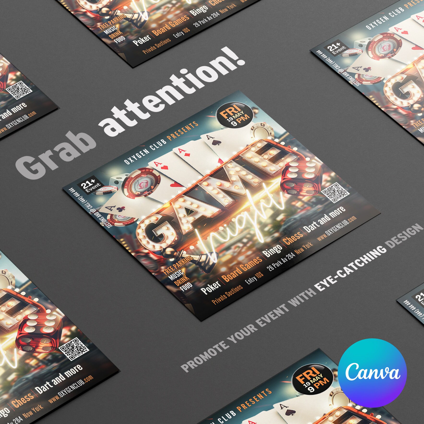 EDITABLE Canva Game Night Flyer, Club Flyer, Night Club, Adult Event ...