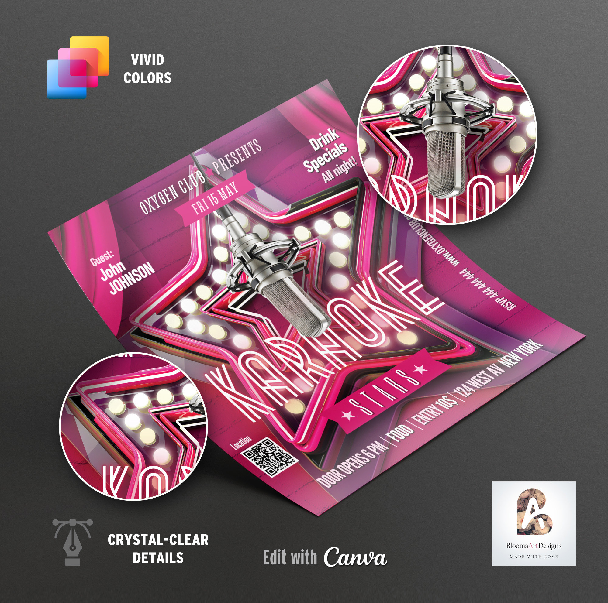 EDITABLE Canva Club Party Flyer, Karaoke or Comedy Flyer, Celebration ...