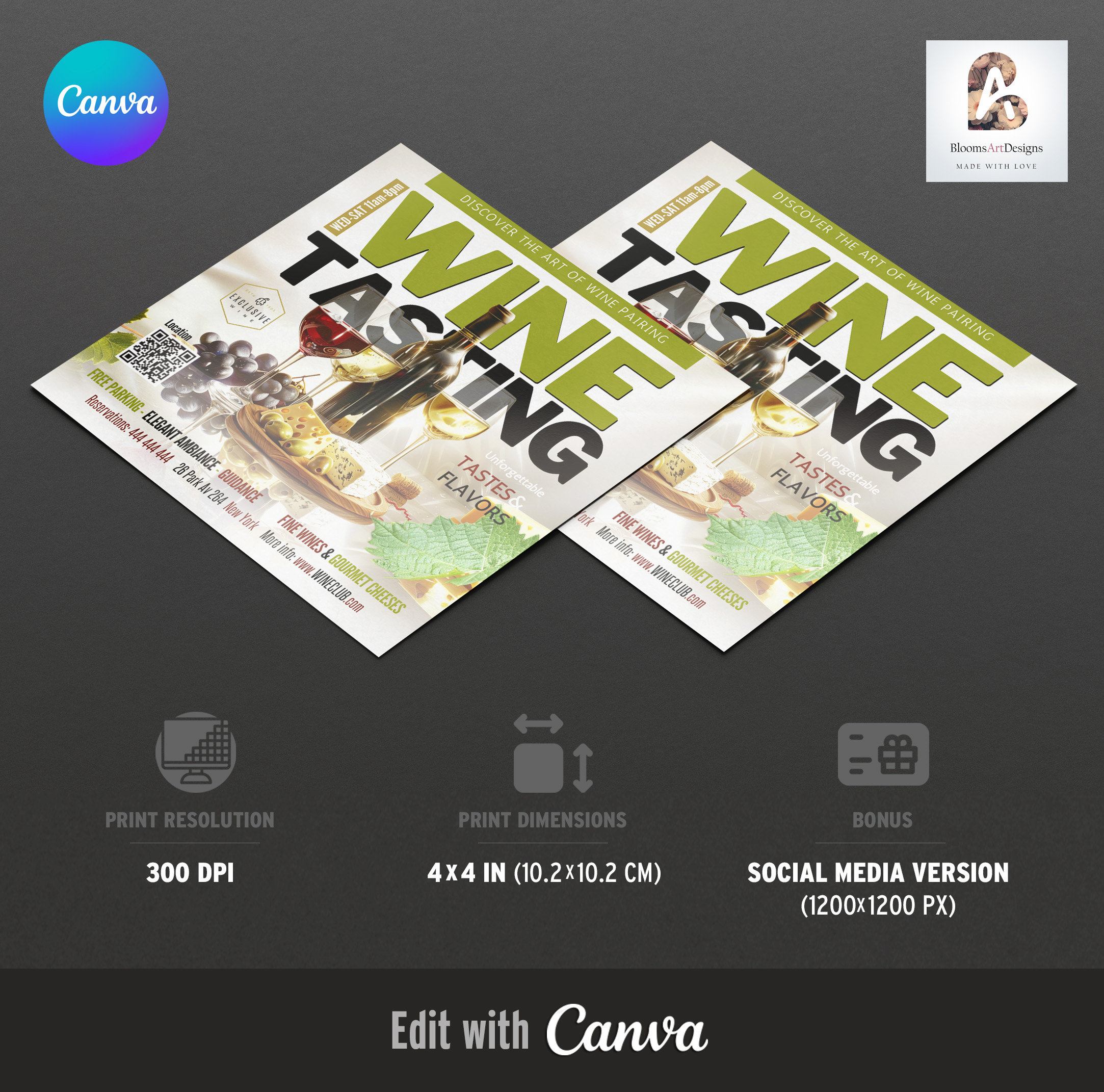 EDITABLE Canva Flyer, Wine Pairing, Wine Tasting Flyer, Cheese, Wine ...