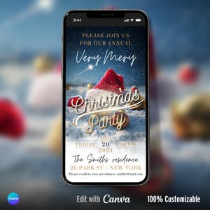 EDITABLE Digital Canva Video Invitation, Christmas Party, Christmas ...