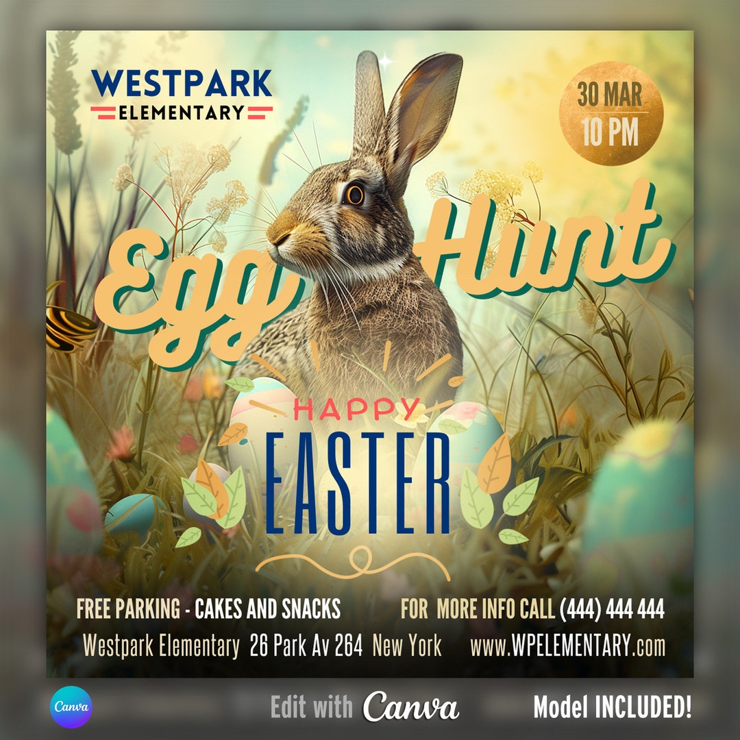 EDITABLE Canva Easter Flyer, DIY Template, Egg Hunt, School Event ...