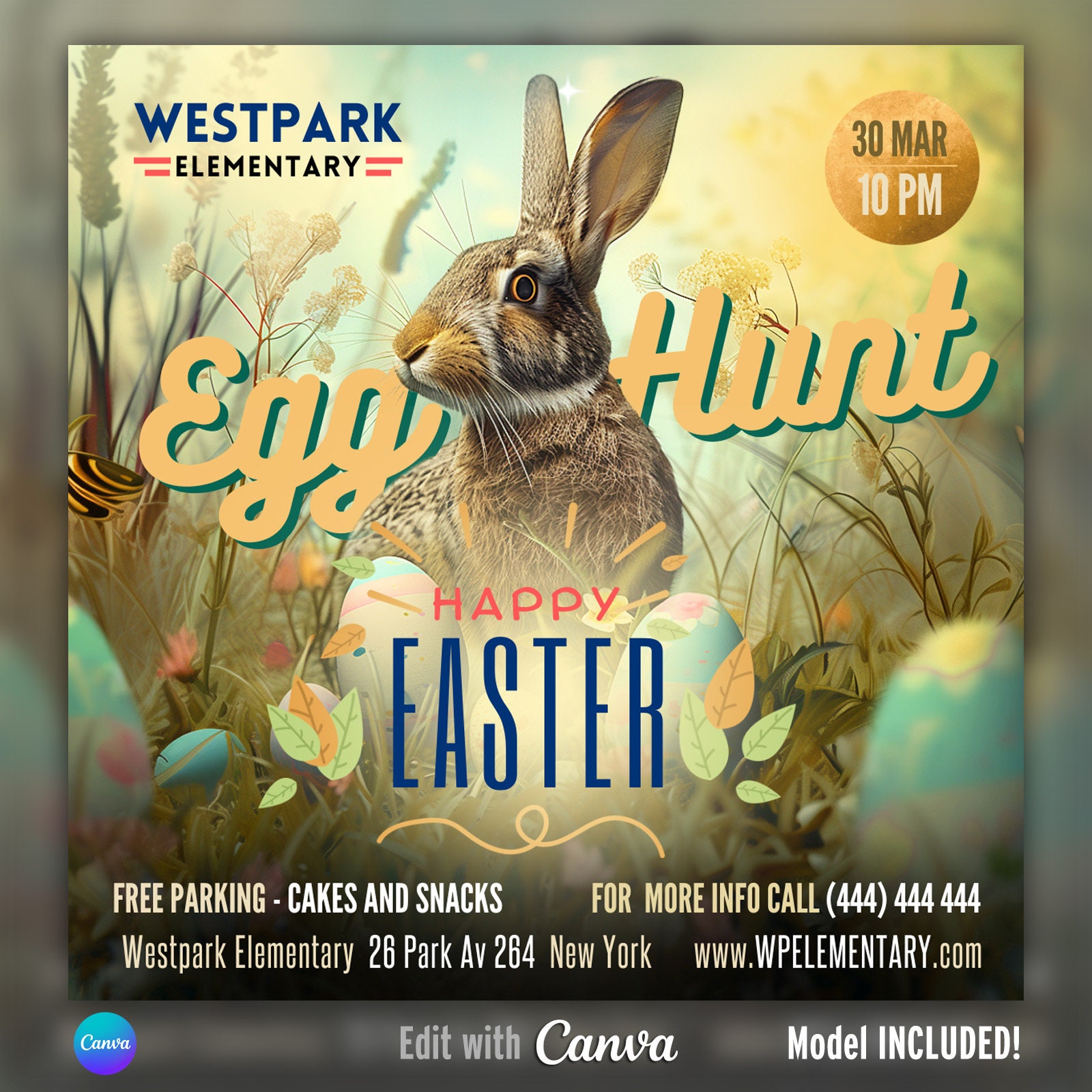 EDITABLE Canva Easter Flyer, DIY Template, Egg Hunt, School Event ...