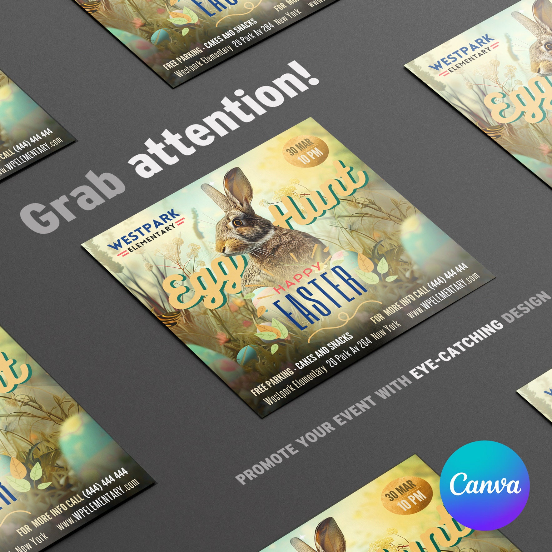 EDITABLE Canva Easter Flyer, DIY Template, Egg Hunt, School Event ...