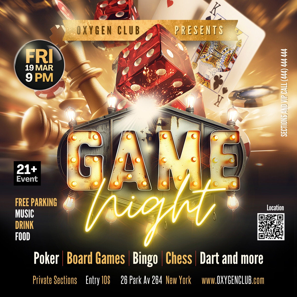 EDITABLE Canva Game Night Flyer, Club Flyer, Night Club, Adult Event ...