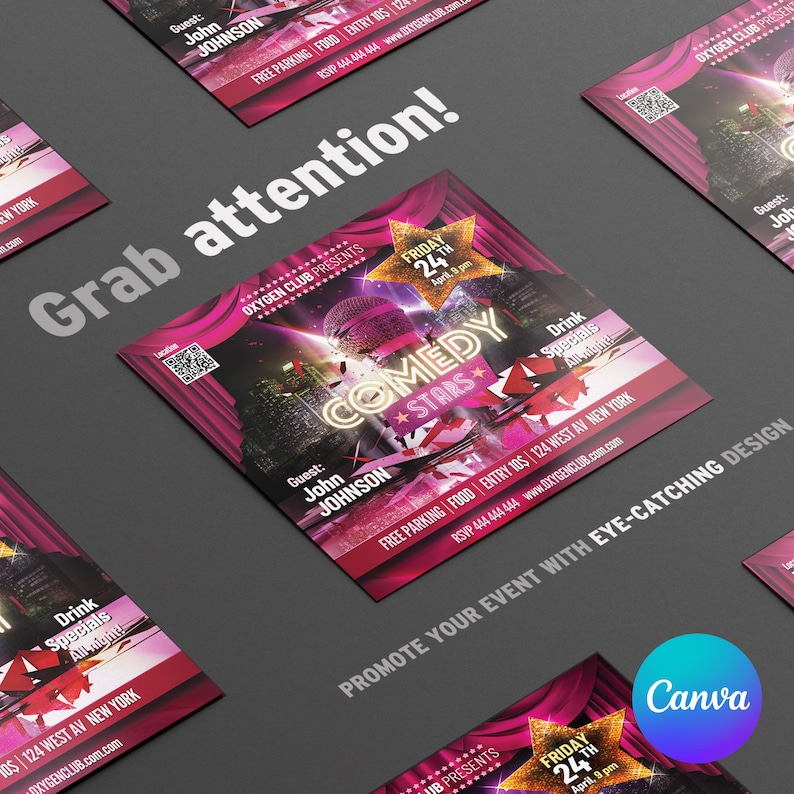 EDITABLE Canva Club Party Flyer, Comedy or Karaoke Flyer, Celebration ...