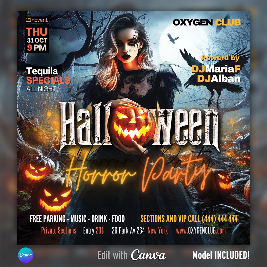 EDITABLE Canva Flyer, Club Flyer, Halloween Party, Urban Music, Event ...