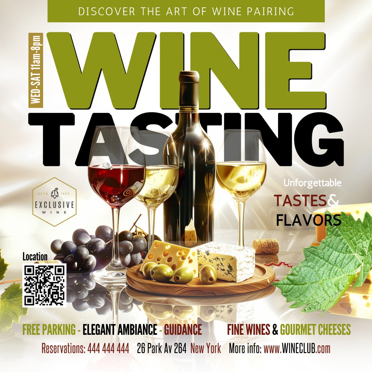 EDITABLE Canva Flyer, Wine Pairing, Wine Tasting Flyer, Cheese, Wine ...