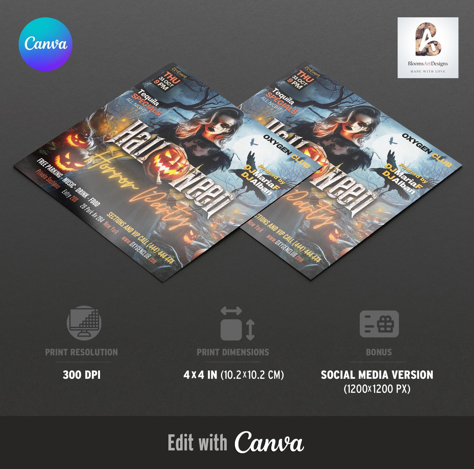 EDITABLE Canva Flyer, Club Flyer, Halloween Party, Urban Music, Event ...