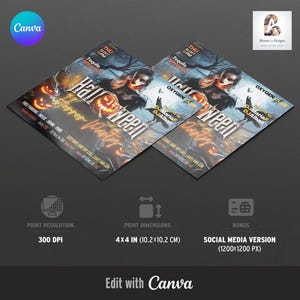 EDITABLE Canva Flyer, Club Flyer, Halloween Party, Urban Music, Event ...