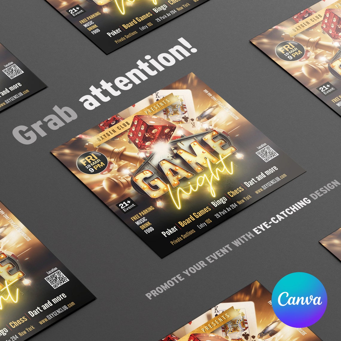 EDITABLE Canva Game Night Flyer, Club Flyer, Night Club, Adult Event ...