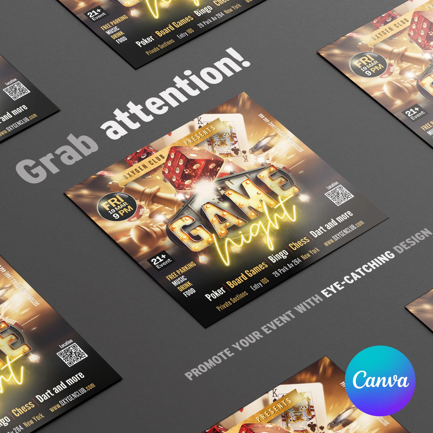 EDITABLE Canva Game Night Flyer, Club Flyer, Night Club, Adult Event ...