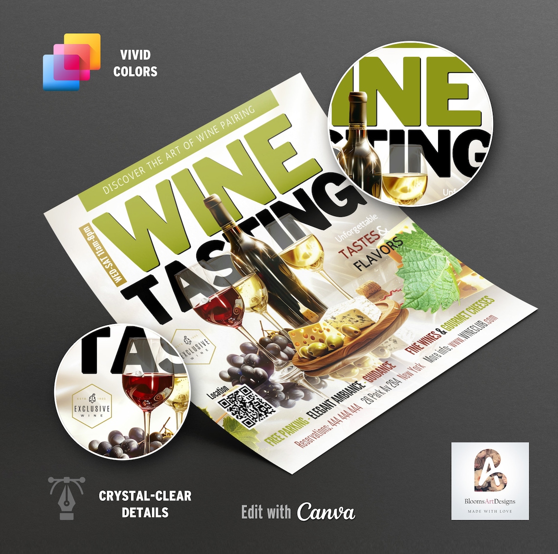 EDITABLE Canva Flyer, Wine Pairing, Wine Tasting Flyer, Cheese, Wine ...