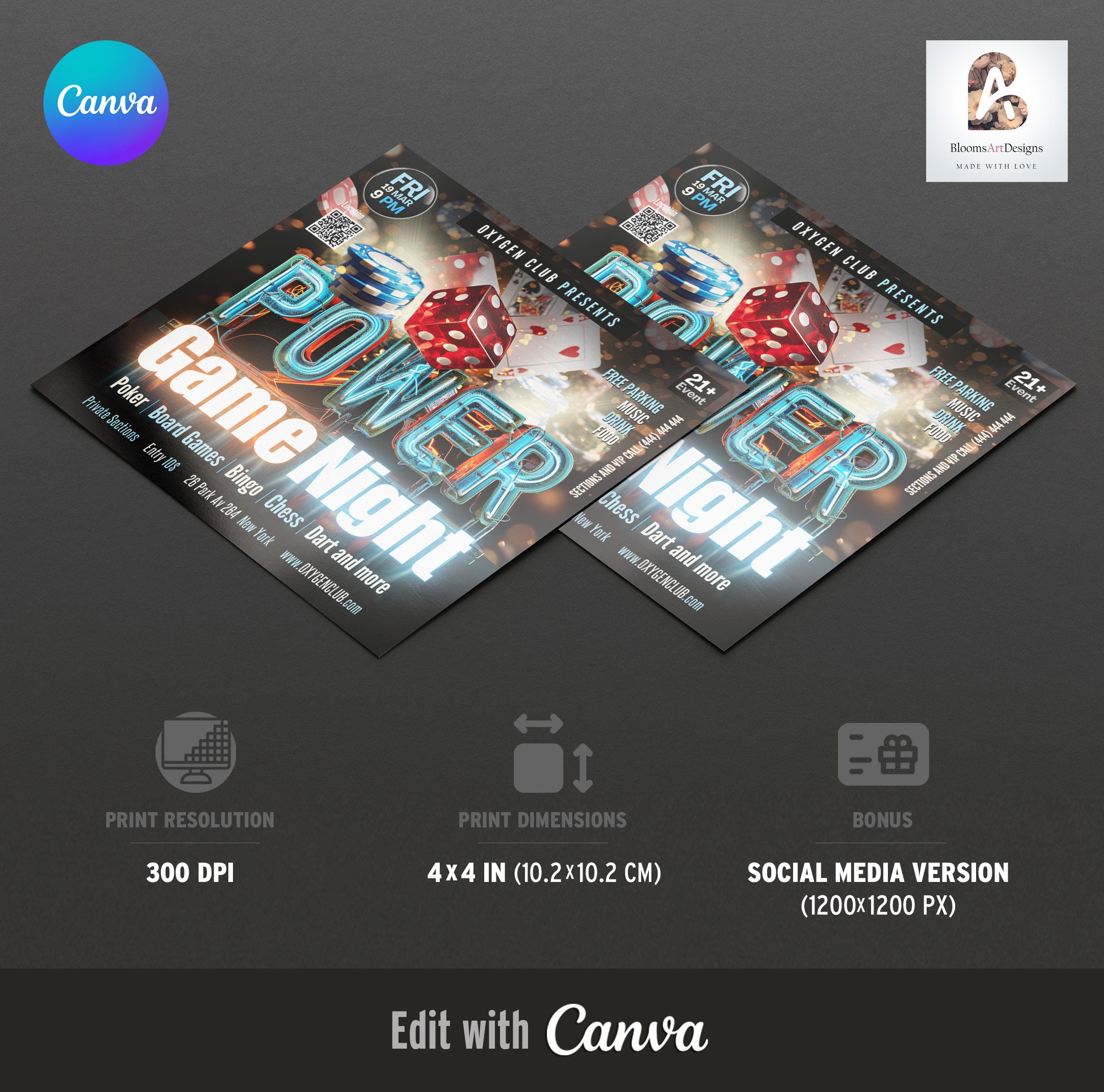 EDITABLE Canva Game Night Flyer, Club Flyer, Night Club, Adult Event ...