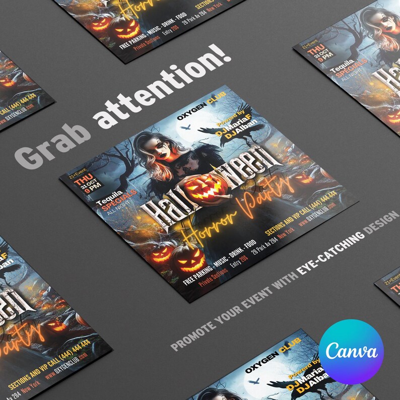 EDITABLE Canva Flyer, Club Flyer, Halloween Party, Urban Music, Event ...