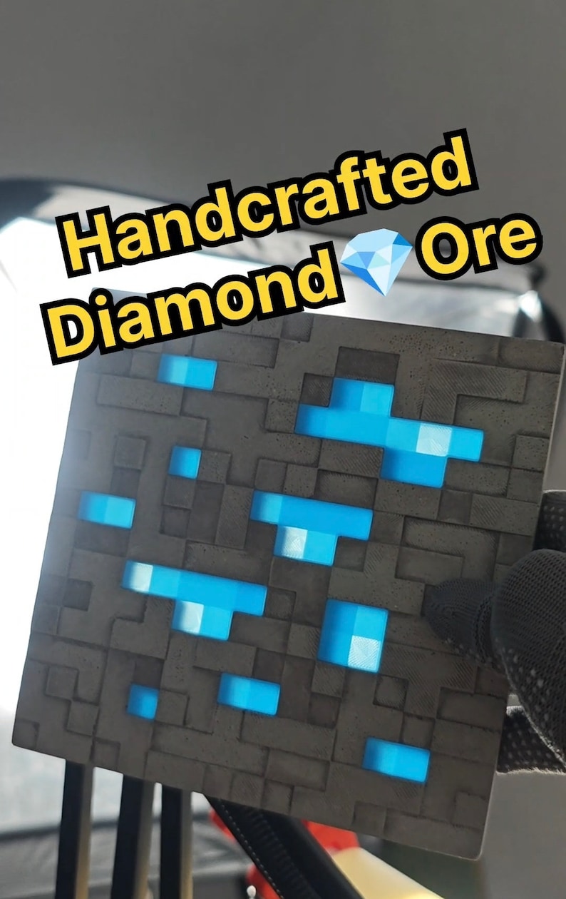 STL Diamond Ore 3d-printed + PLA Mold for Concrete. Realistic Minecraft ...