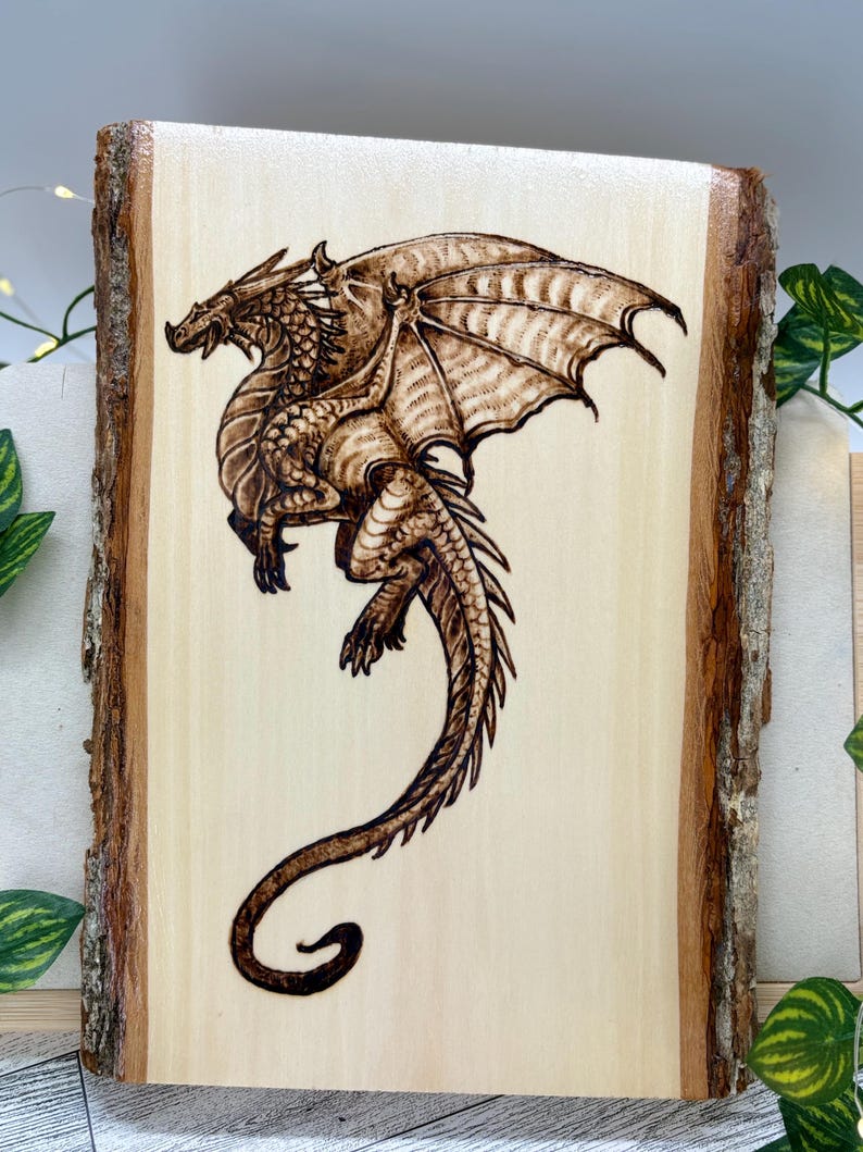 Flying Dragon Woodburn | Pyrography Art - Etsy