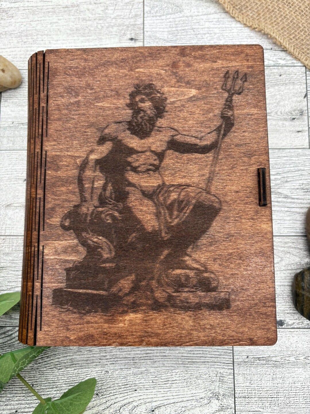 Poseidon Engraved Altar Box | Tarot Box | Altar Decor | Pagan Tool ...
