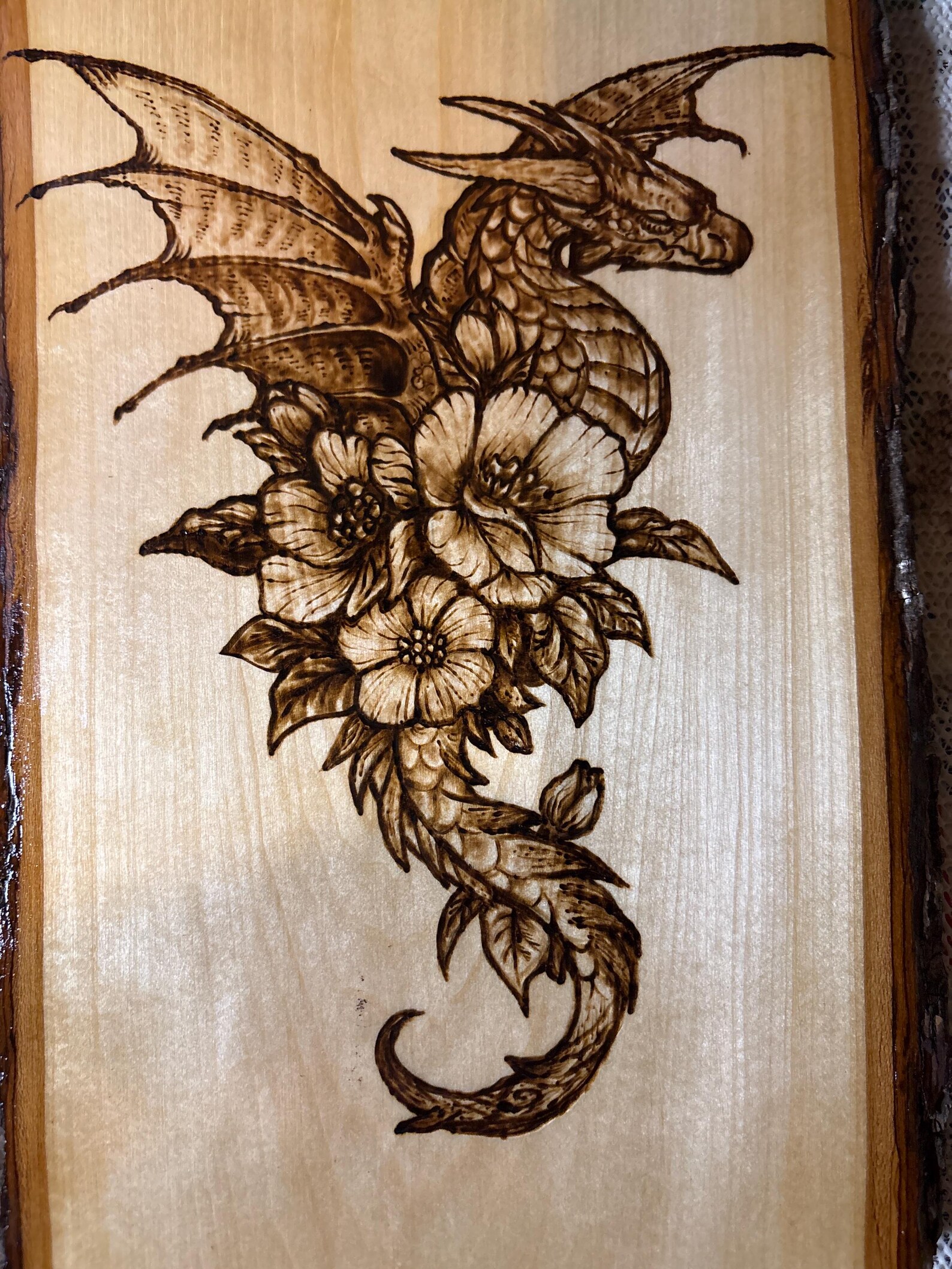 Floral Dragon Woodburn Pyrography Art - Etsy