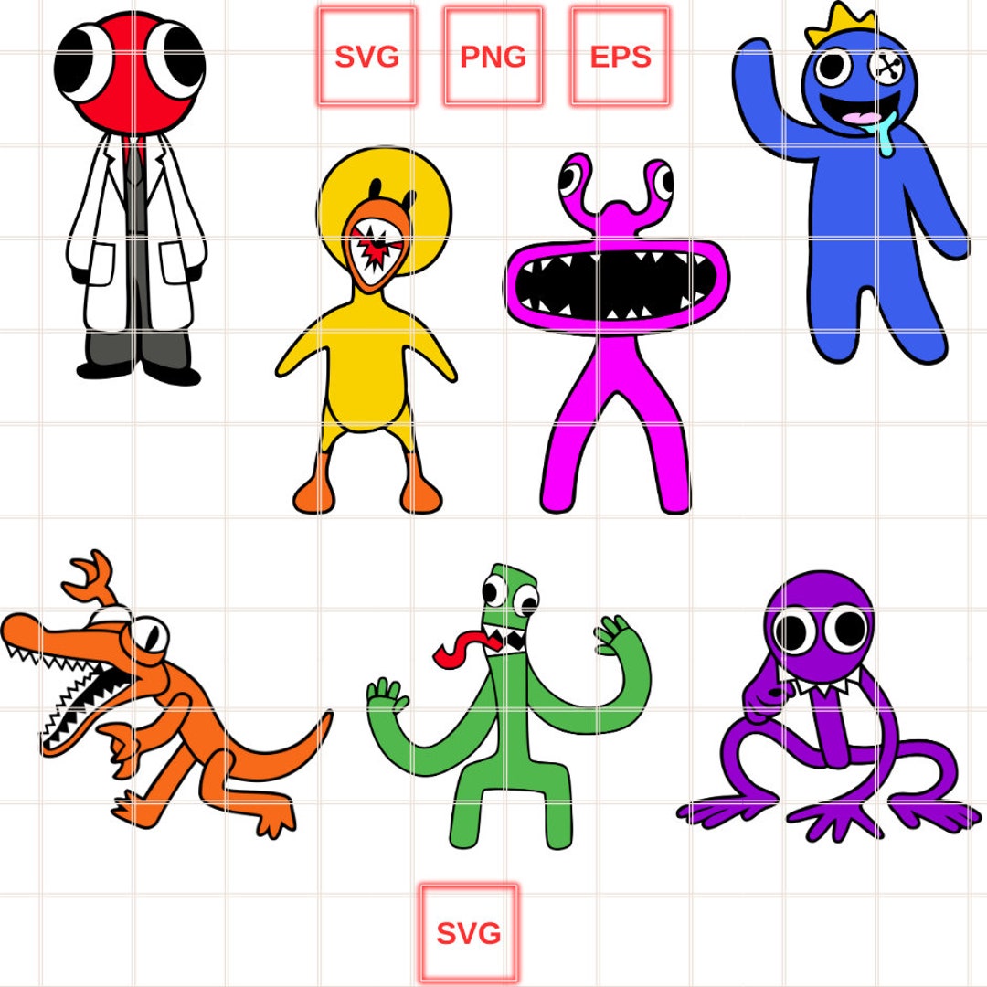 Rainbow Friends Characters Svg, Rainbow Family Svg, Gamer Rainbow ...