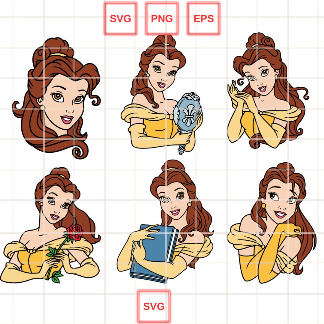 Belle SVG Bundle, Beauty and the Beast Svg, Princess Svg, Kawaii Svg ...