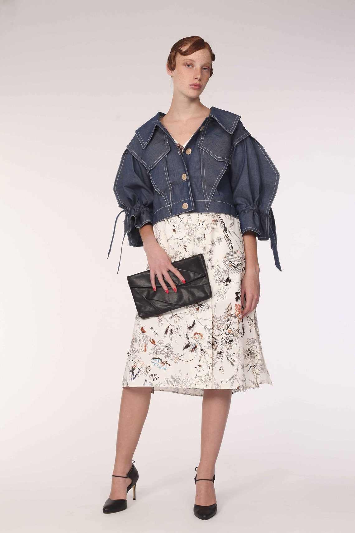 Origami Squarish Sleeves Cotton Denim Jacket Hand Made in JAPAN / Navy ...