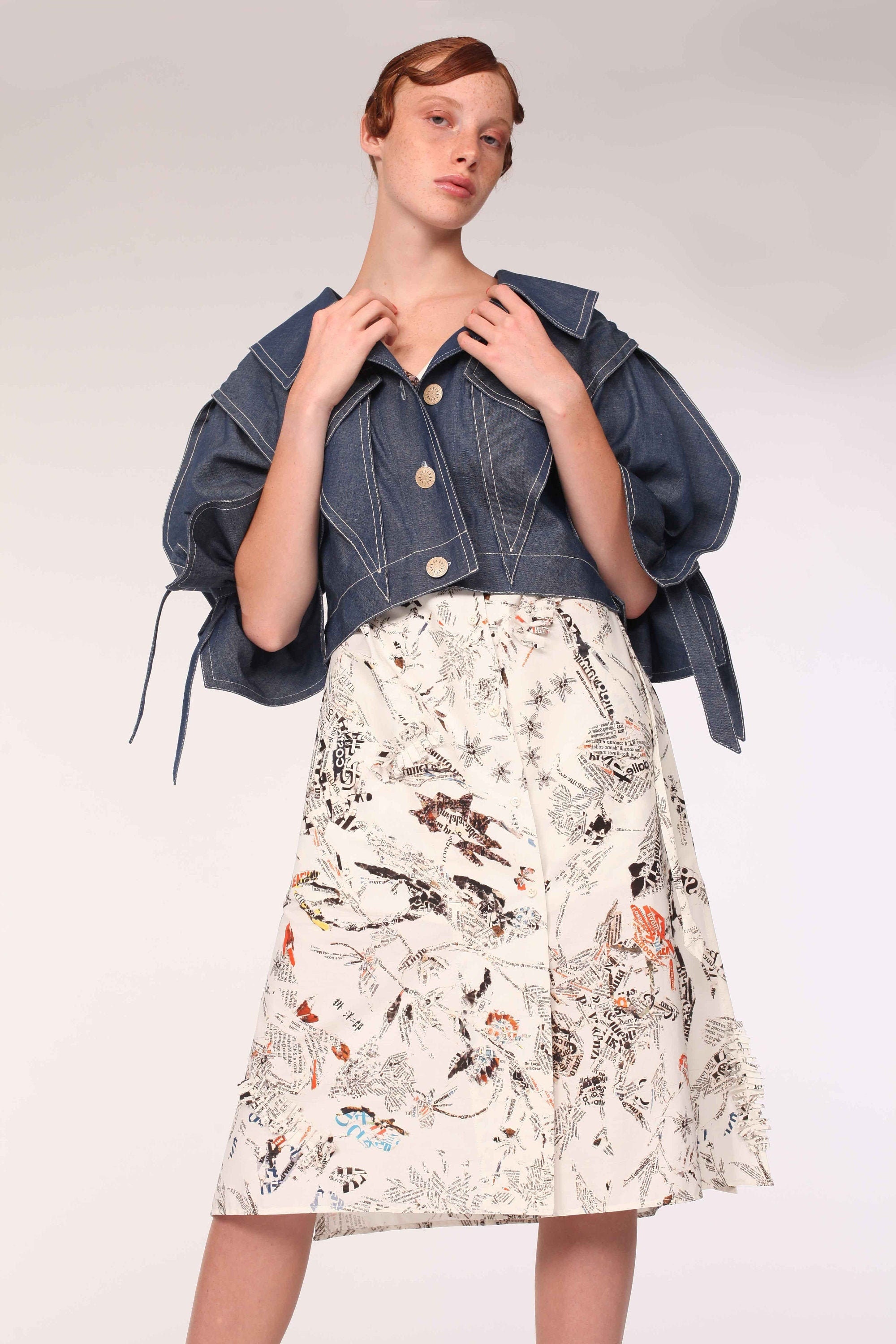 Origami Squarish Sleeves Cotton Denim Jacket Hand Made in JAPAN / Navy ...