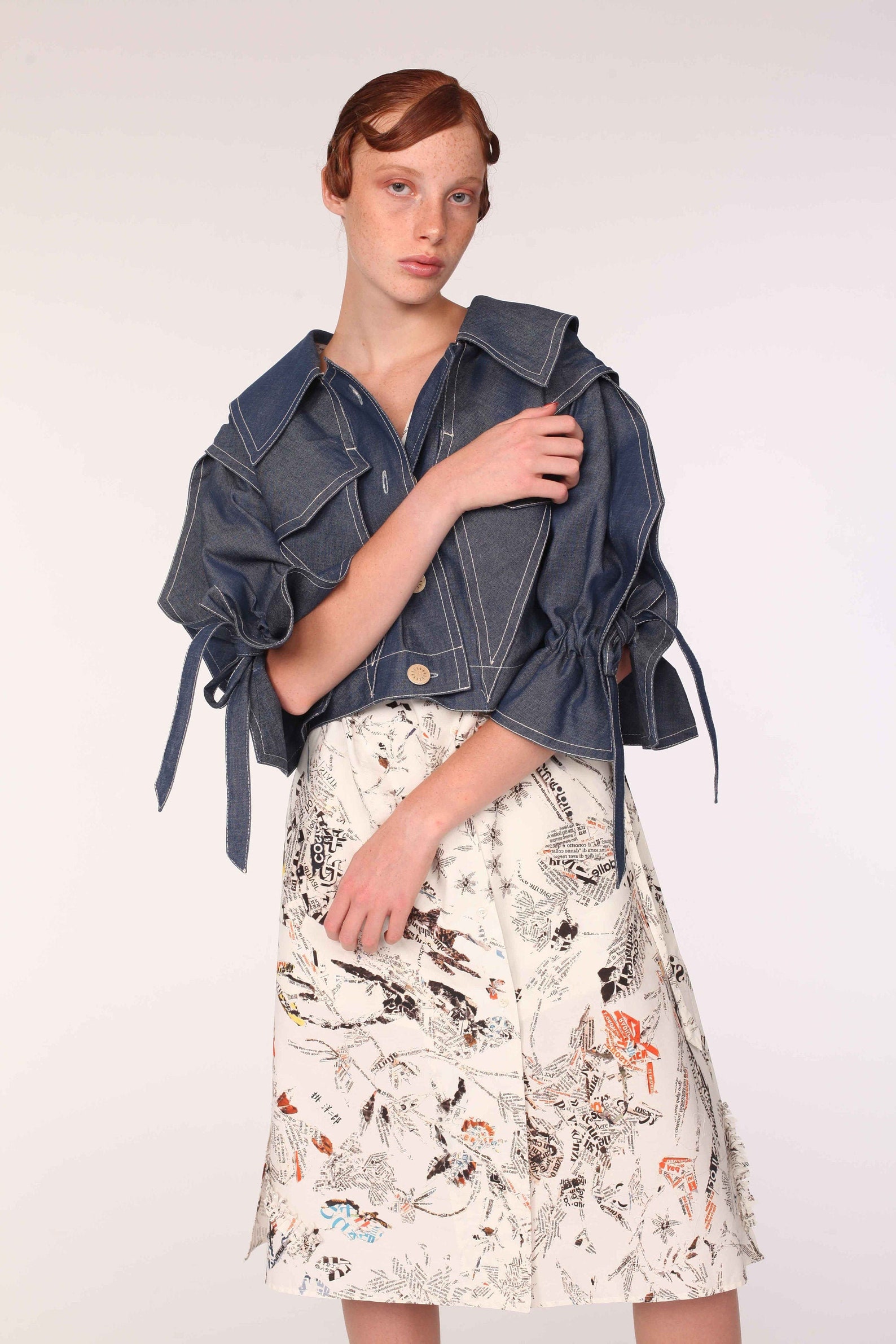 Origami Squarish Sleeves Cotton Denim Jacket Hand Made in JAPAN / Navy ...