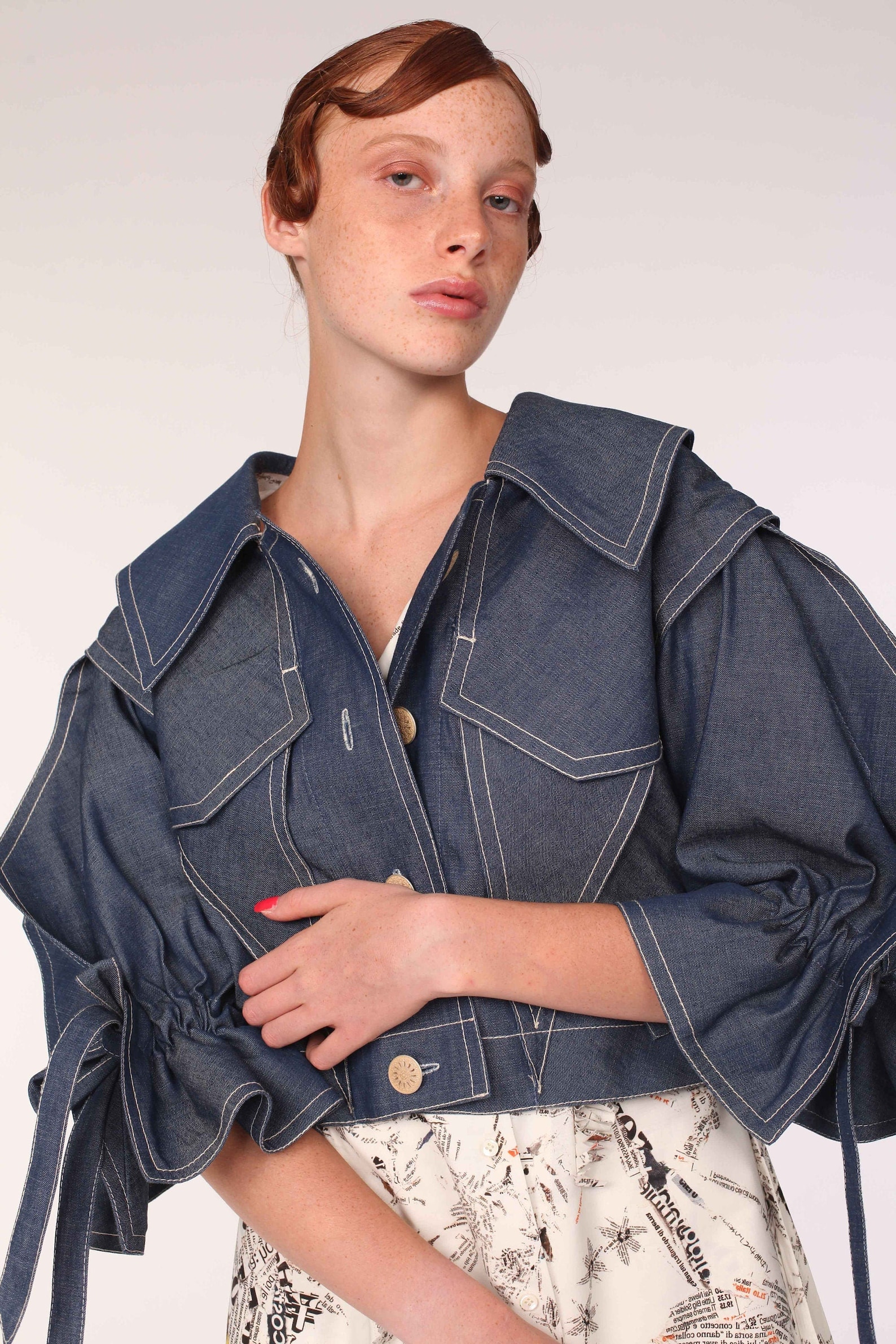 Origami Squarish Sleeves Cotton Denim Jacket Hand Made in JAPAN / Navy ...