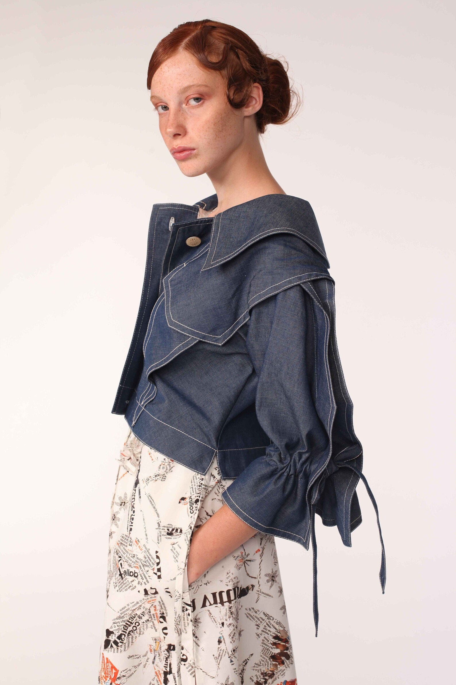Origami Squarish Sleeves Cotton Denim Jacket Hand Made in JAPAN / Navy ...