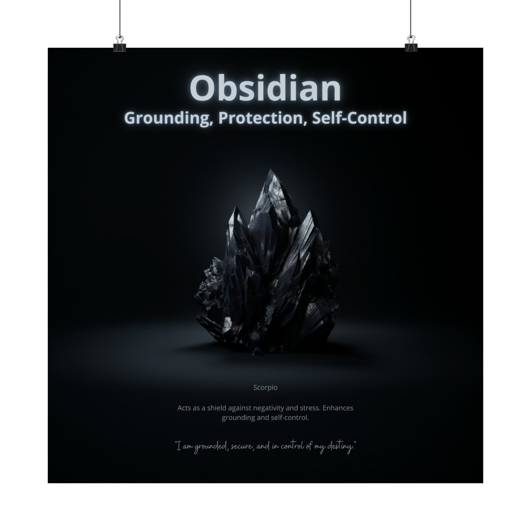 Powerful Obsidian Crystal Stone of Protection & Grounding Sleek Black ...