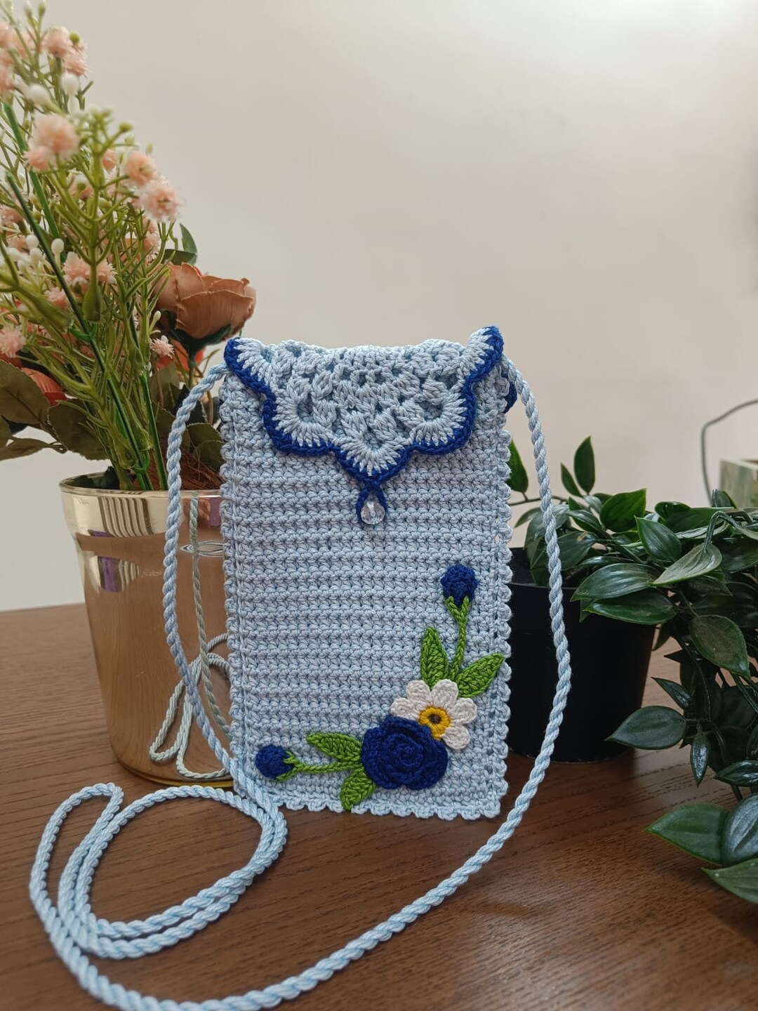 Handmade Crochet Mobile Sling Bag/ Birthday Gift/ Gift for Her/ Sling ...