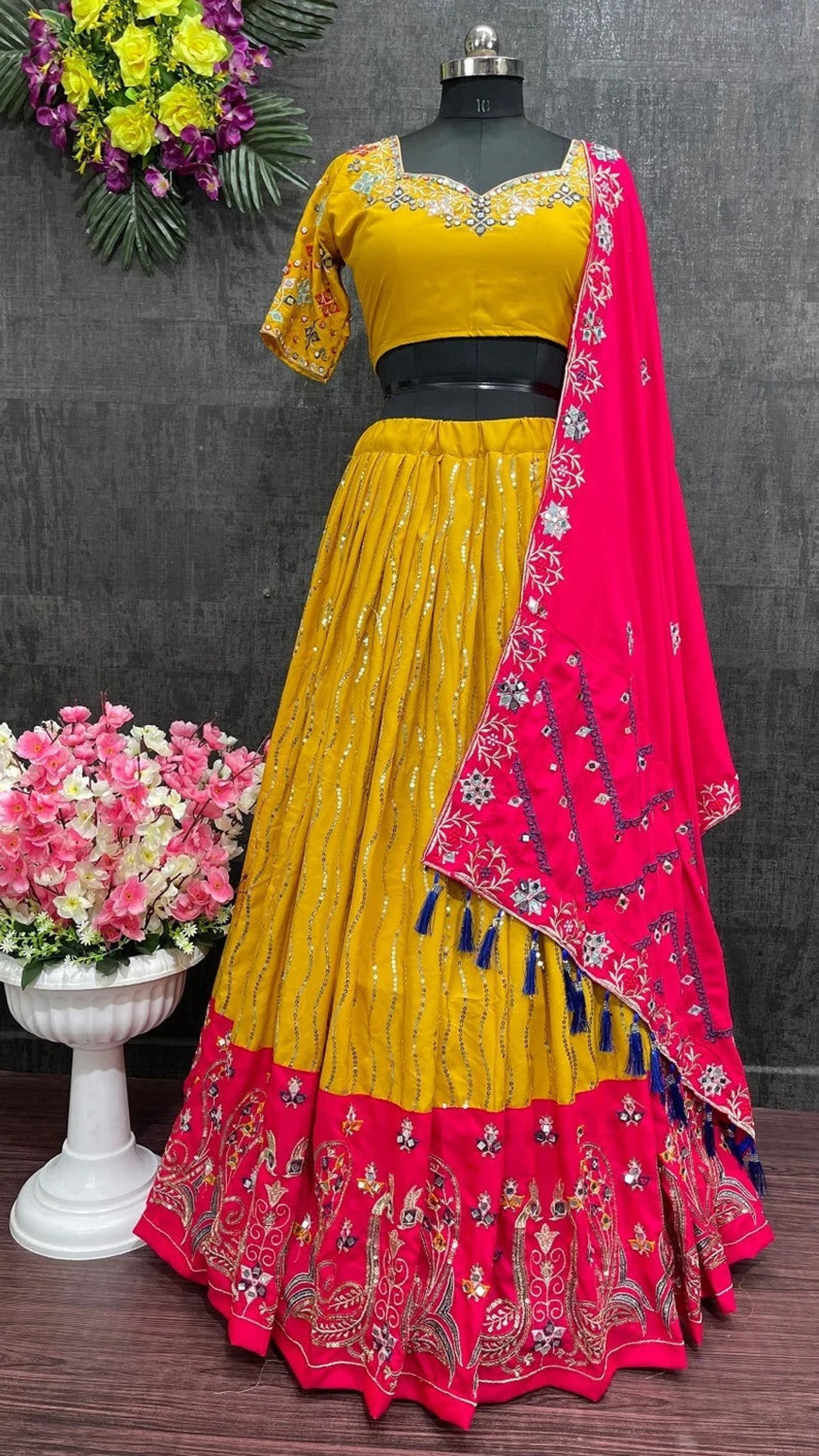 New Yellow Color Navratri Collection Lehenga Choli Navratri Outfit ...