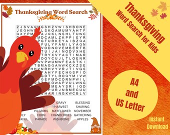 2 Printable Thanksgiving Word Search Game With Answers - Etsy