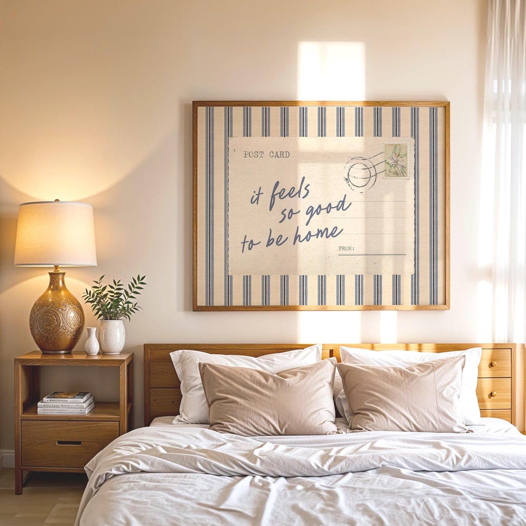 It Feels so Good to Be Home Postcard Print | Blue Striped Horizontal ...