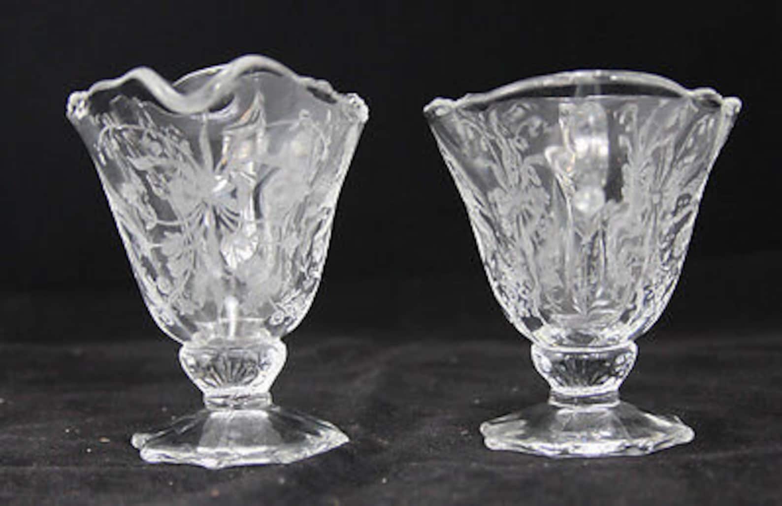 Vintage Heisey Etched Elegant Glass Orchid Pattern Creamer & Sugar Bowl ...
