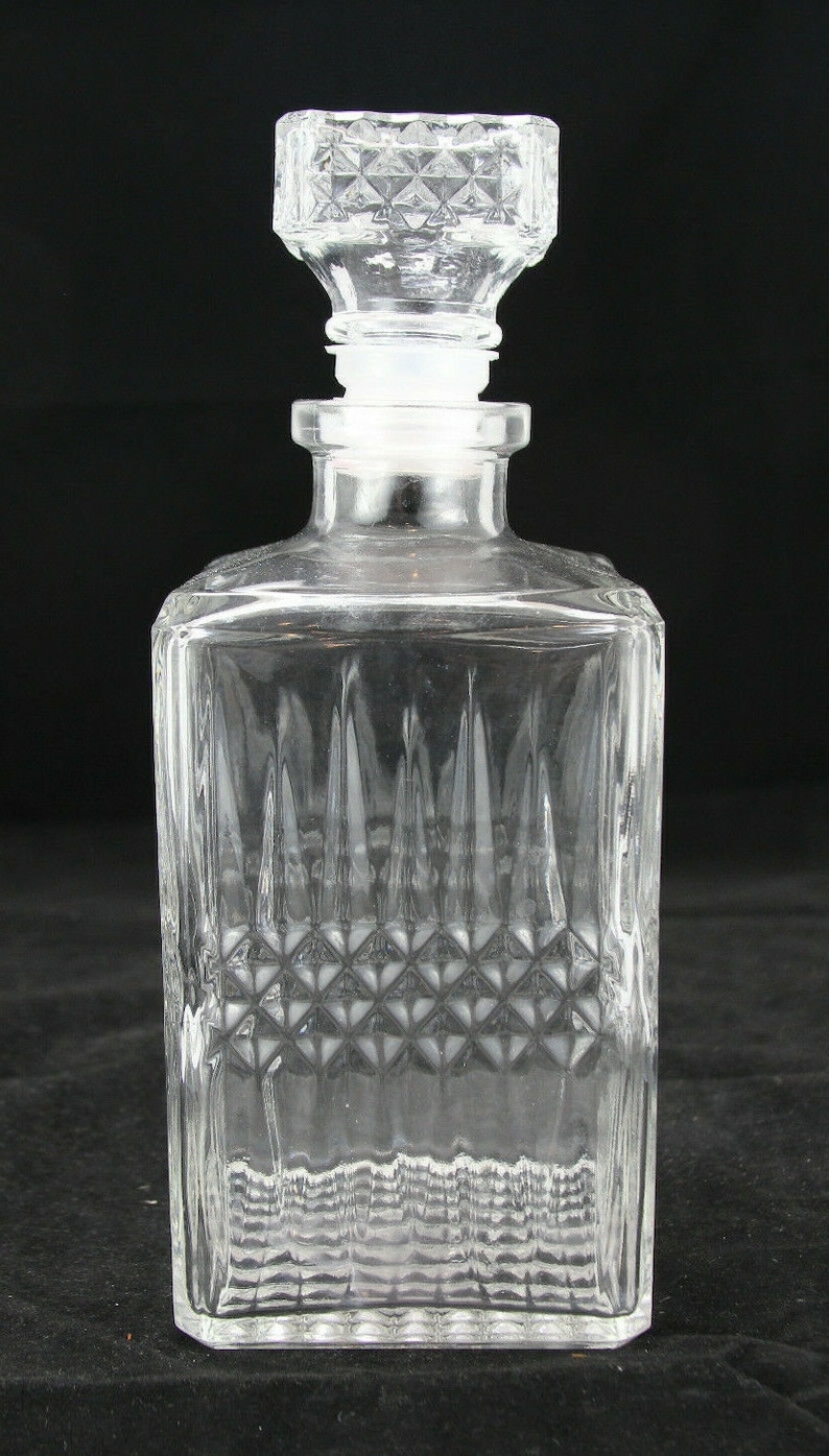 Vintage Fancy Glass Decanter 9" Bourbon Whiskey Glass Bottle - Etsy