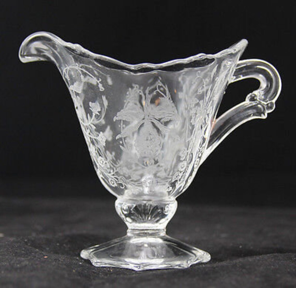 Vintage Heisey Etched Elegant Glass Orchid Pattern Creamer & Sugar Bowl ...