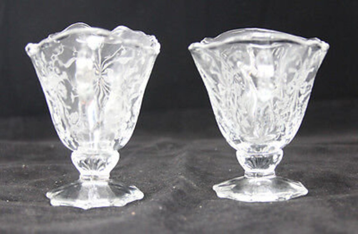 Vintage Heisey Etched Elegant Glass Orchid Pattern Creamer & Sugar Bowl ...